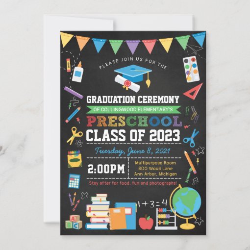 Preschool Elementary School Graduation Ceremony Invitation | Zazzle