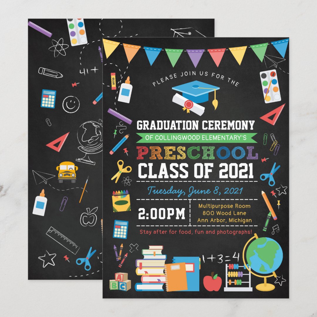 Preschool Elementary School Graduation Ceremony Invitation | Zazzle