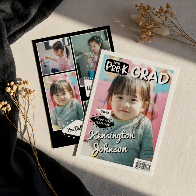 Preschool Grad Fun Graduate Photo Magazine Cover Announcement | Zazzle