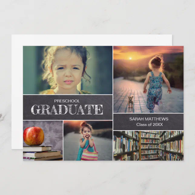 Preschool Graduation Photo Collage Invitation | Zazzle