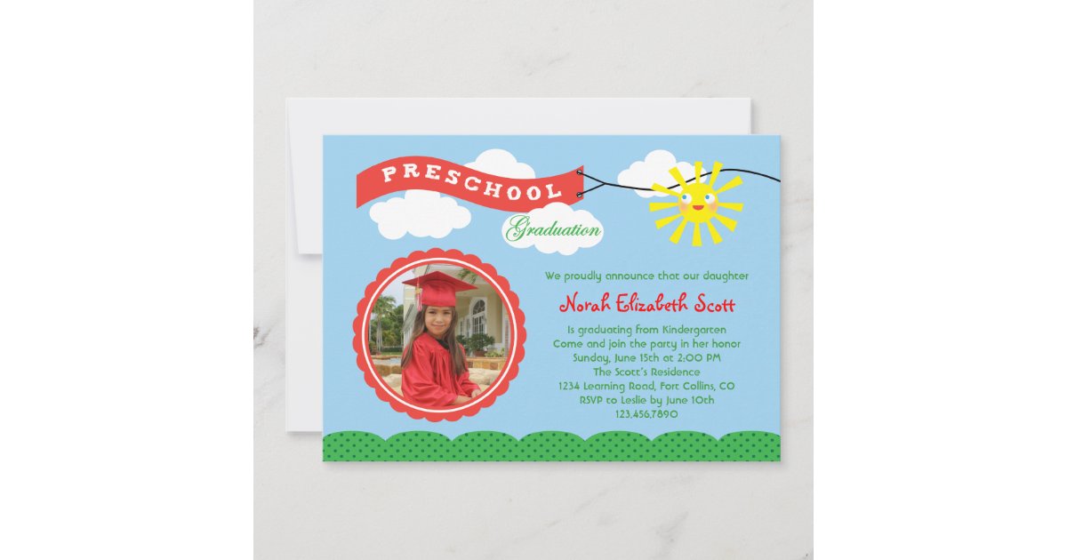 Preschool Graduation Photo Invitation | Zazzle