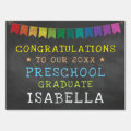 Preschool Graduation Rainbow Bunting Chalkboard Sign | Zazzle