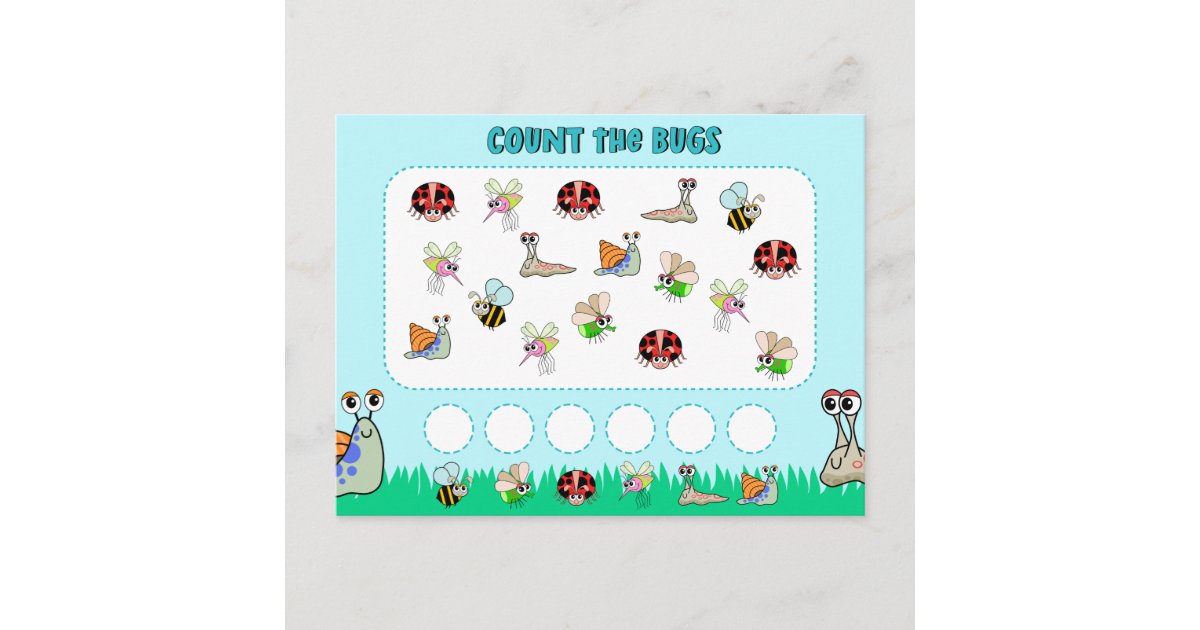 Preschool Insect Counting Math Activity Postcard | Zazzle