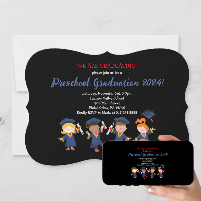 PRESCHOOL KINDERGARTEN Daycare Graduation Party Invitation | Zazzle
