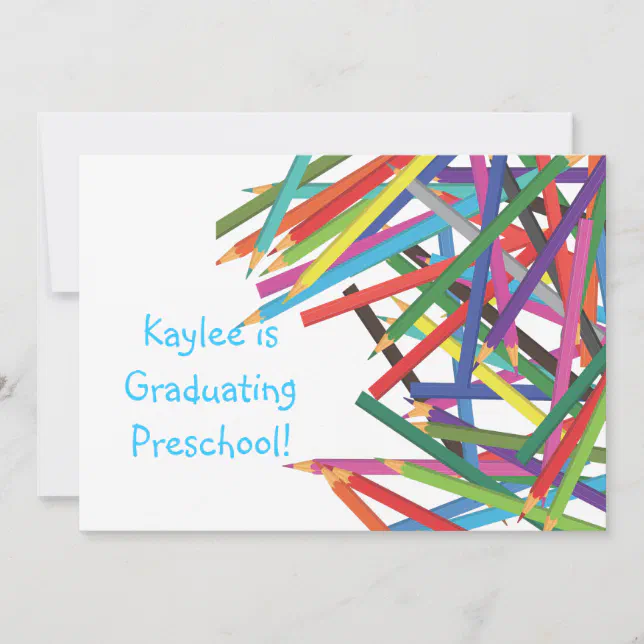 Preschool Kindergarten Graduation Colored Pencils Invitation | Zazzle