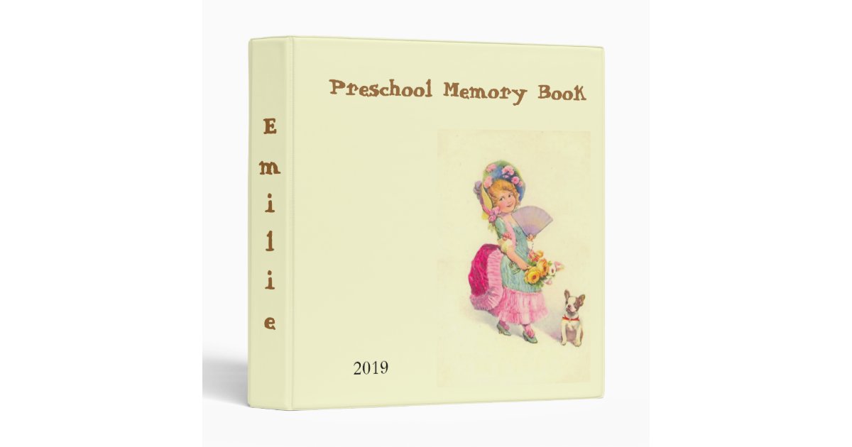 Preschool Memory Book Binder with Vintage Image | Zazzle
