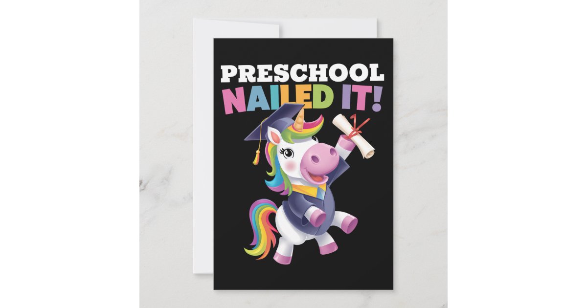Preschool Nailed It Unicorn Graduation Cap Invitation | Zazzle