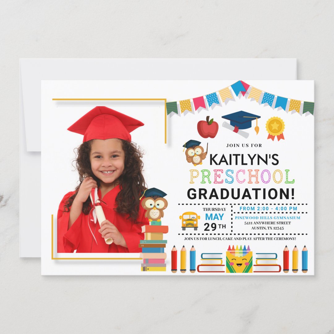 Preschool Photo Graduation Invitation | Zazzle