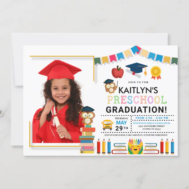 Preschool Photo Graduation Invitation | Zazzle