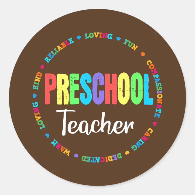 Preschool Teacher Back to School Daycare Classic Round Sticker | Zazzle