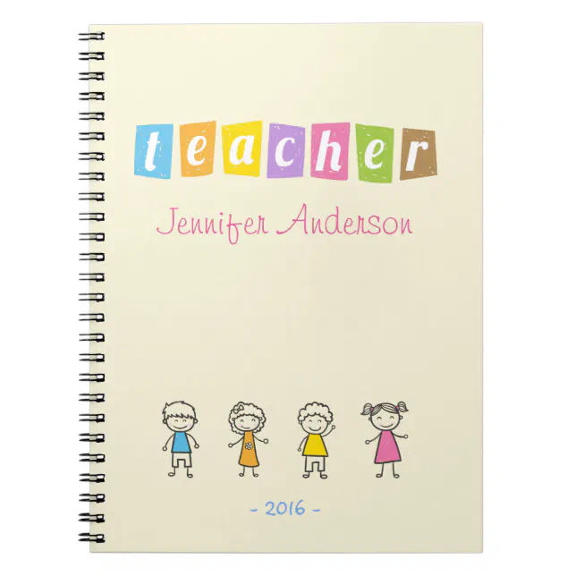 Preschool Teacher Cute Pencil Illustrations Notebook | Zazzle