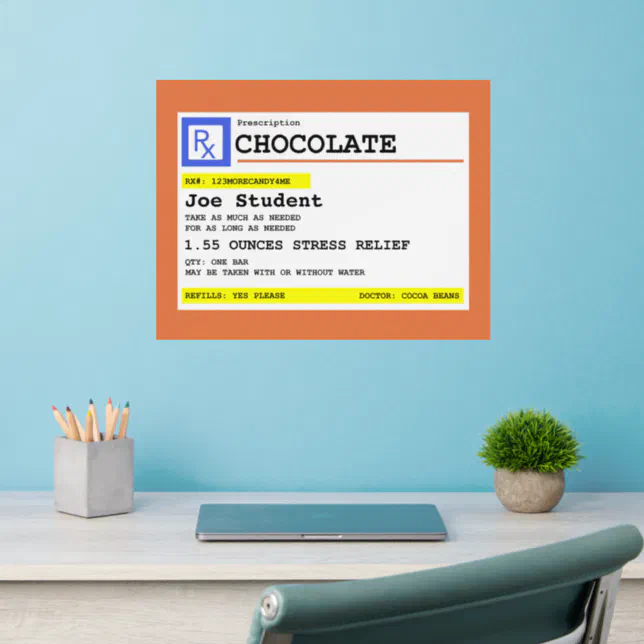 Prescription Chocolate Personalized Patient Name Wall Decal | Zazzle