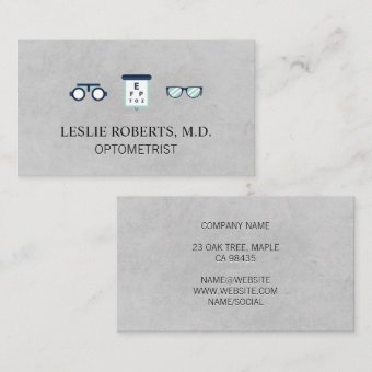 Prescription Glasses Eye Chart | Optometrist Business Card | Zazzle