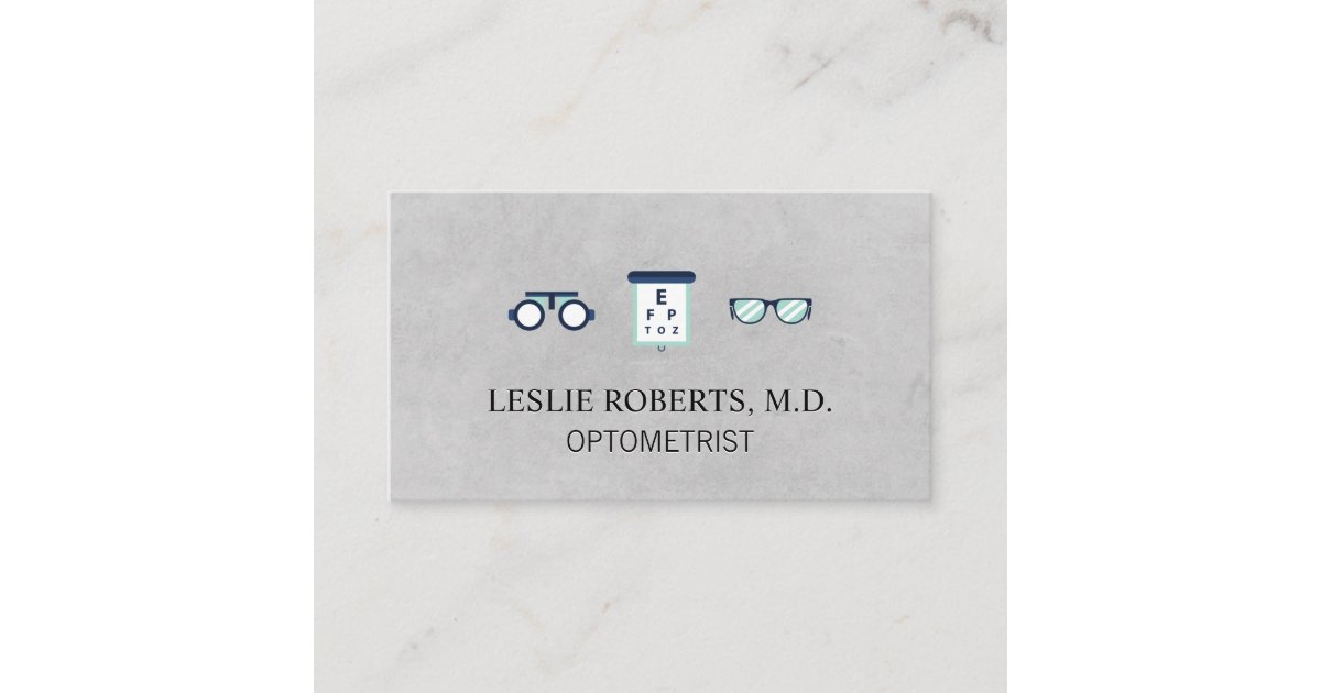 Prescription Glasses Eye Chart | Optometrist Business Card | Zazzle