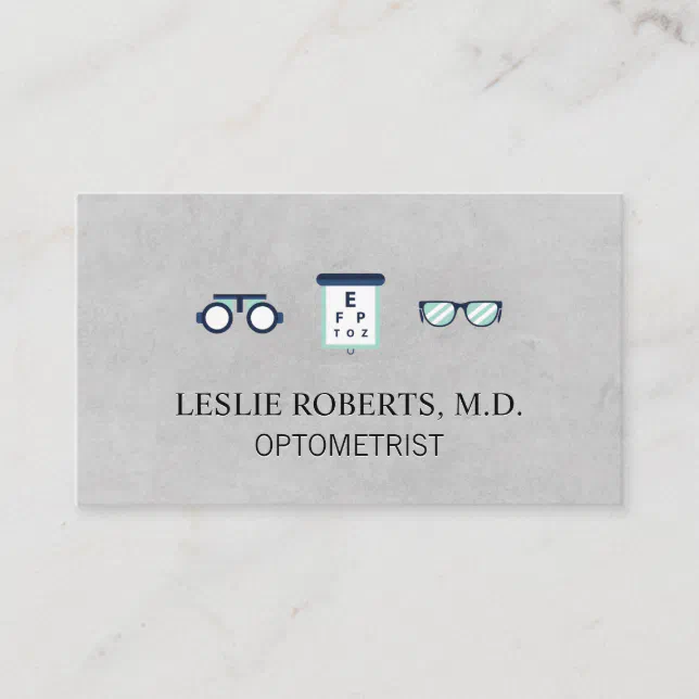 Prescription Glasses Eye Chart | Optometrist Business Card | Zazzle