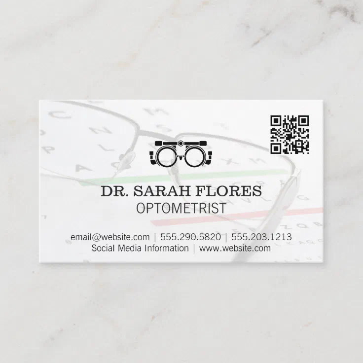 Prescription Glasses | Optometrist QR Code Business Card | Zazzle