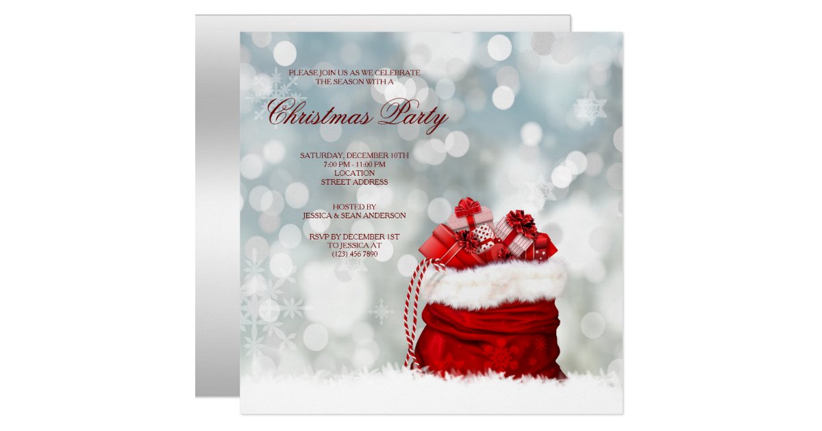 Present Filled Santa Sack Christmas Invitation | Zazzle.com
