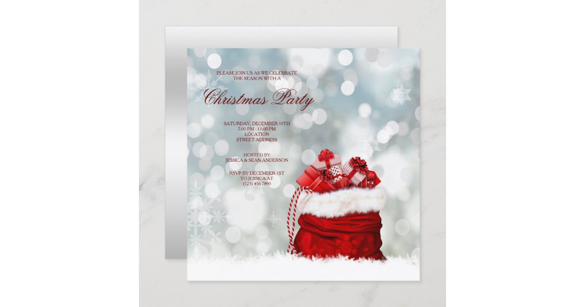 Present Filled Santa Sack Christmas Invitation | Zazzle