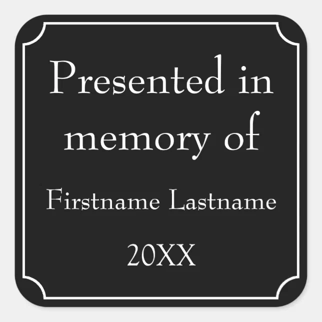 Presented in Memory of Template Square Sticker | Zazzle