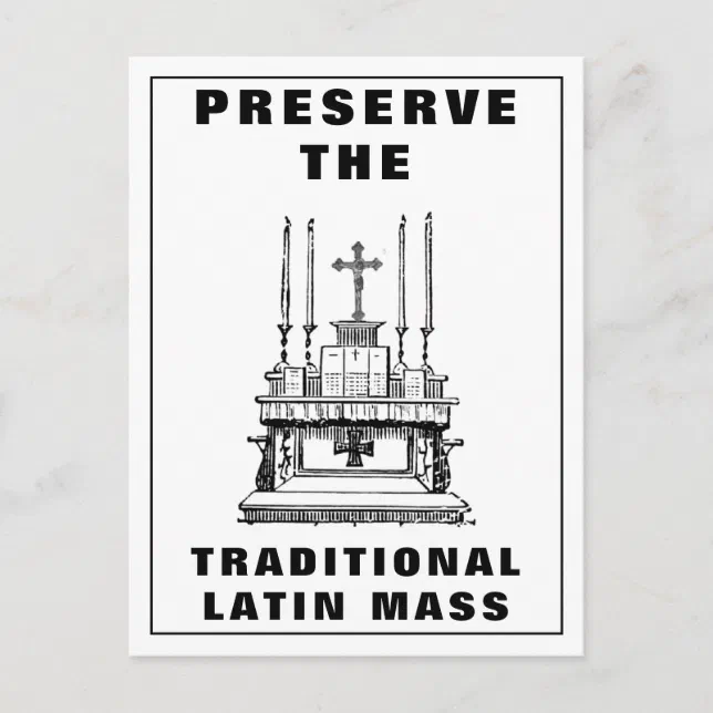 Preserve Traditional Catholic Latin Mass Altar Postcard | Zazzle