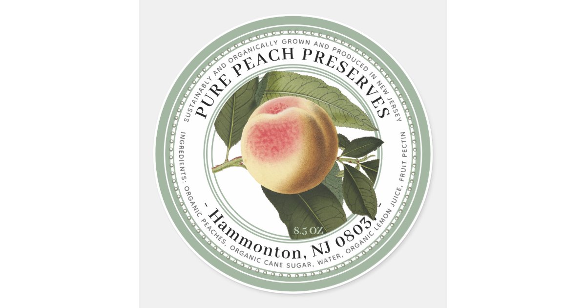 Preserves Label 1800s Peach Illustration | Zazzle