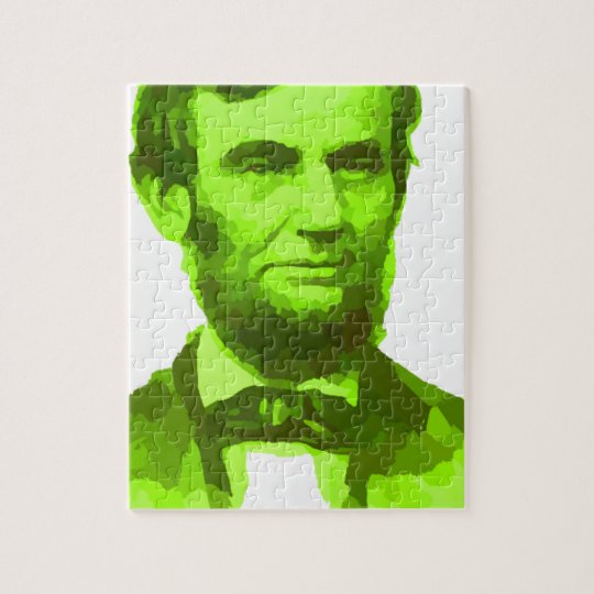 PRESIDENT ABRAHAM LINCOLN GREEN FACE PORTRAITGifts Jigsaw Puzzle ...