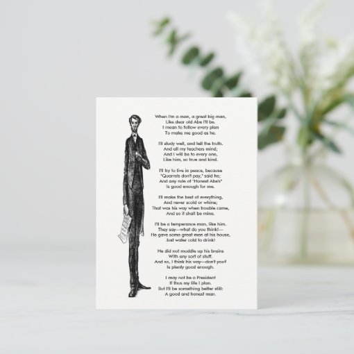 President Abraham Lincoln Tribute Vintage Poem Postcard | Zazzle