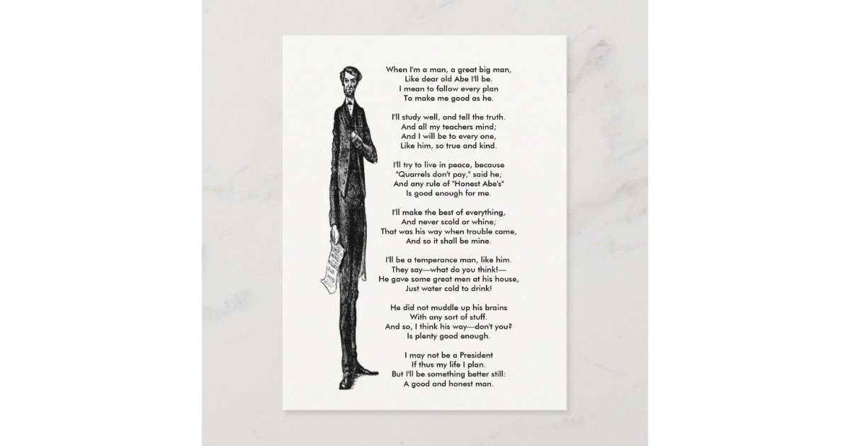 President Abraham Lincoln Tribute Vintage Poem Postcard | Zazzle