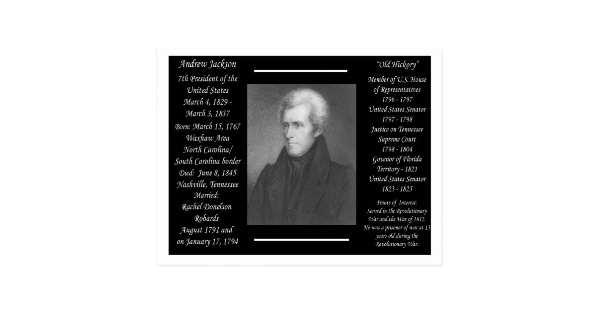 President Andrew Jackson Postcard | Zazzle.com