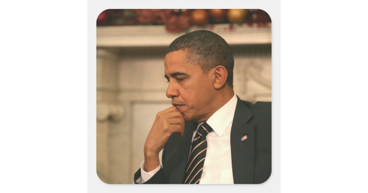 President Barack Obama reflects as he meets Square Sticker | Zazzle