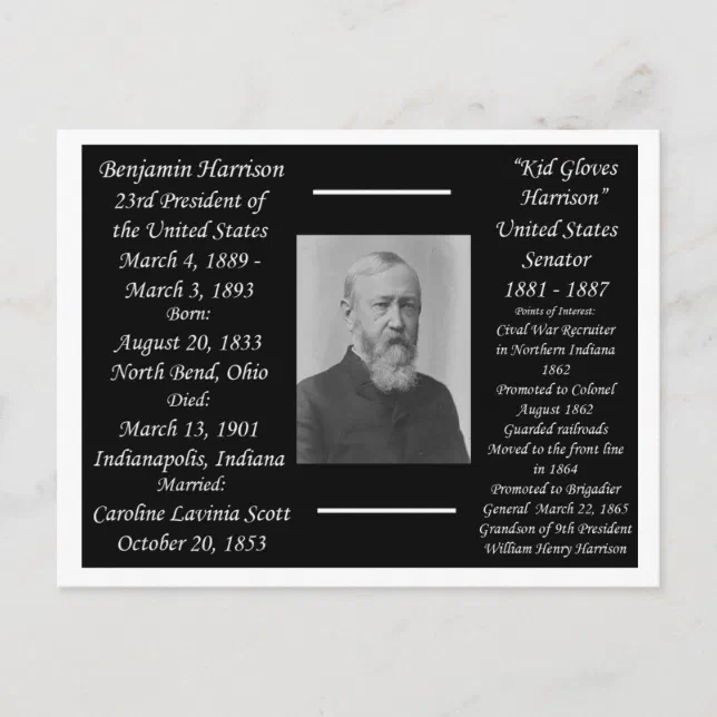 President Benjamin Harrison Postcard | Zazzle