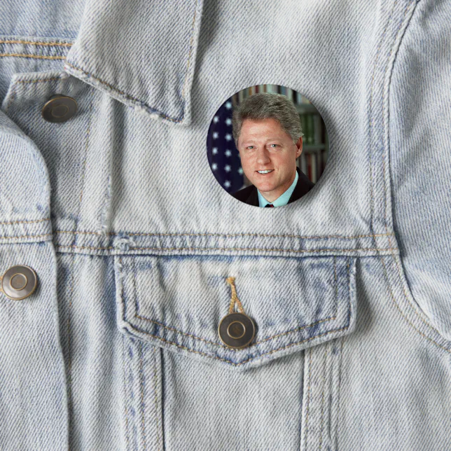 President Bill Clinton Official Portrait Pin-Back Button | Zazzle