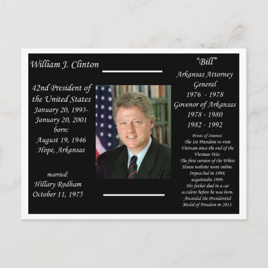 President Bill Clinton Postcard | Zazzle.com