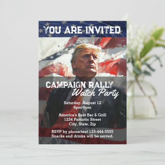 President Donald Trump Campaign Watch Party Custom Invitation | Zazzle