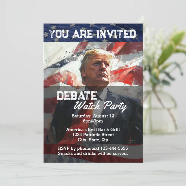 President Donald Trump Debate Watch Party Custom Invitation | Zazzle