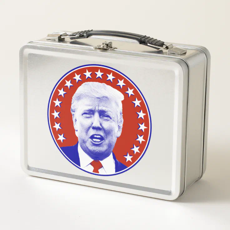 President Donald Trump in Red Metal Lunch Box | Zazzle