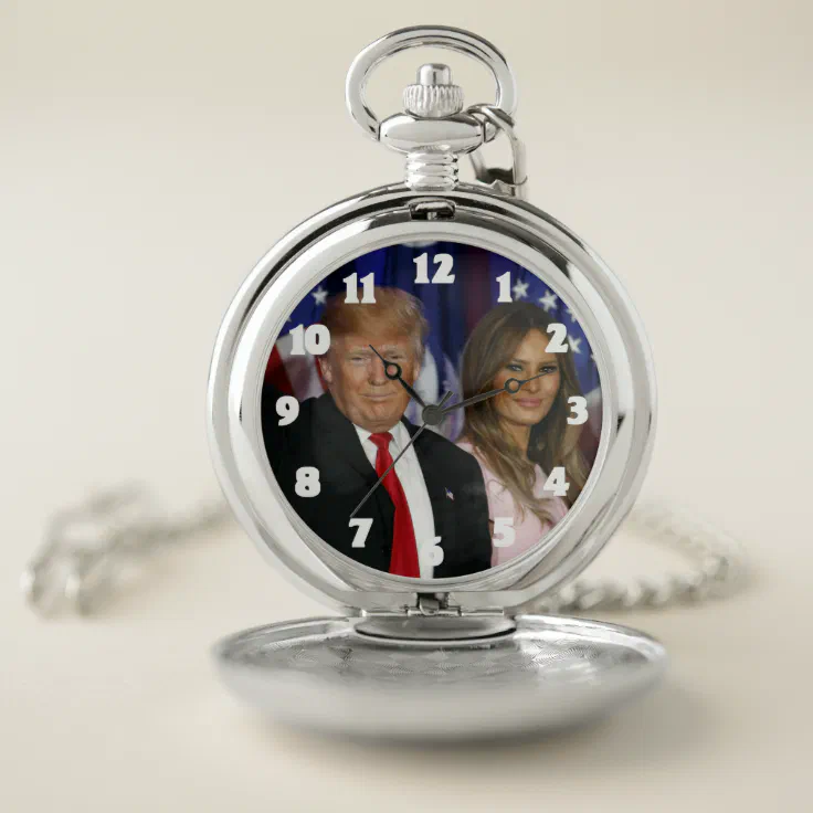 PRESIDENT DONALD TRUMP & MELANIA-2 POCKET WATCH | Zazzle