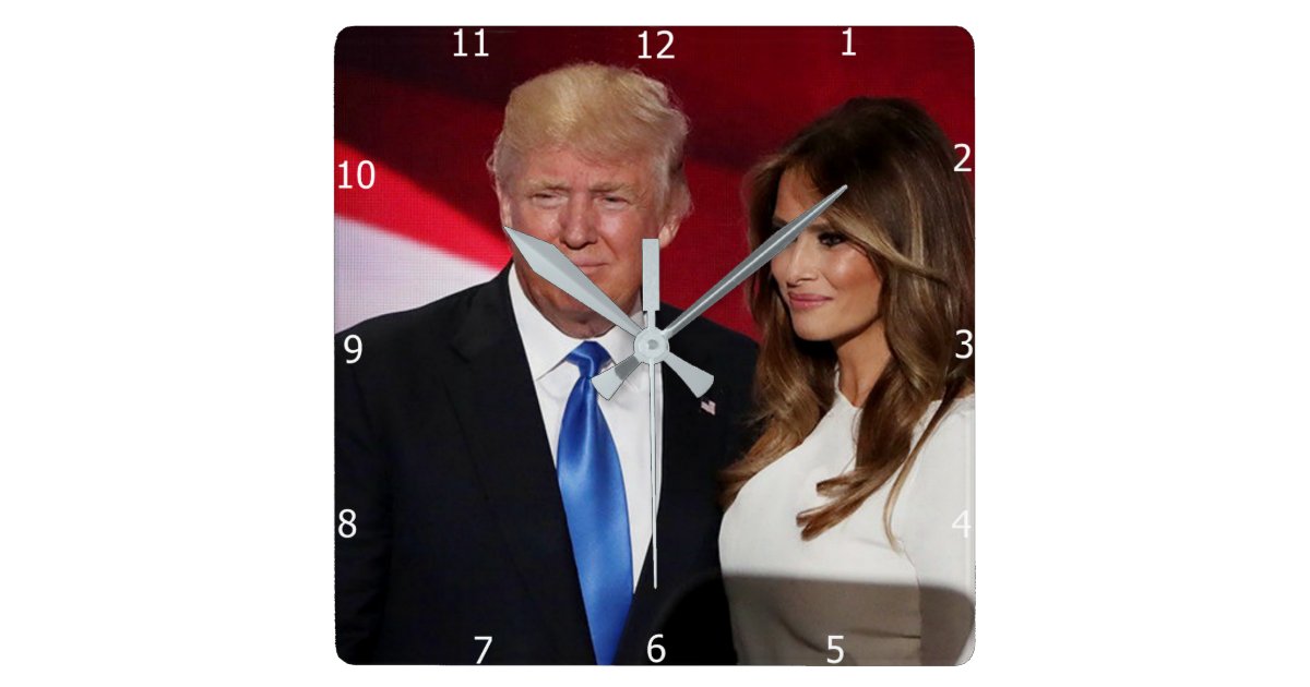 PRESIDENT DONALD TRUMP & MELANIA SQUARE WALL CLOCK | Zazzle.com