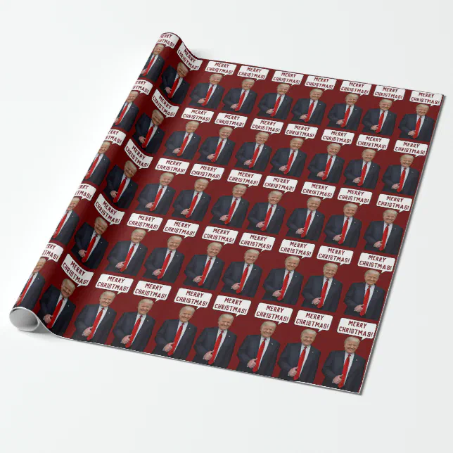 President Donald Trump Merry Christmas Thumbs Up Wrapping Paper | Zazzle