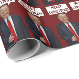 President Donald Trump Merry Christmas Thumbs Up Wrapping Paper | Zazzle
