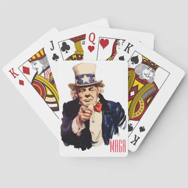 President Donald Trump portraying Uncle Sam Poker Cards | Zazzle
