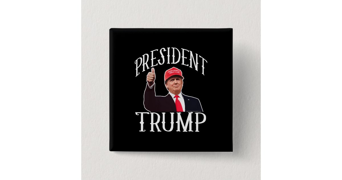 President Donald Trump Red Hat Thumbs Up Button | Zazzle