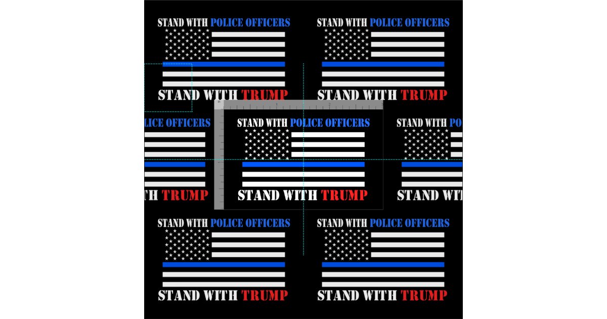 President Donald Trump Stand with Police Officers Fabric | Zazzle