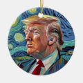 President Donald Trump Starry Night Van Gogh Art Ceramic Ornament | Zazzle