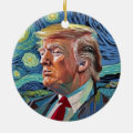 President Donald Trump Starry Night Van Gogh Art Ceramic Ornament | Zazzle