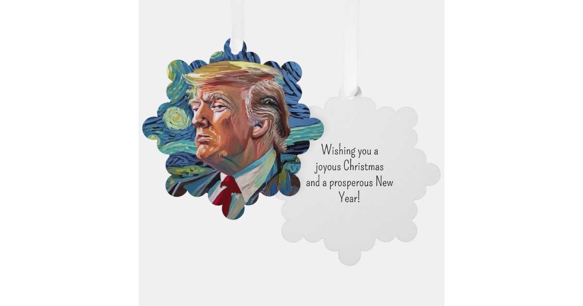 President Donald Trump Starry Night Van Gogh Art Ornament Card | Zazzle