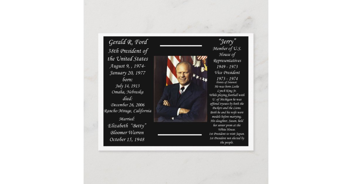 President Gerald Ford Postcard | Zazzle