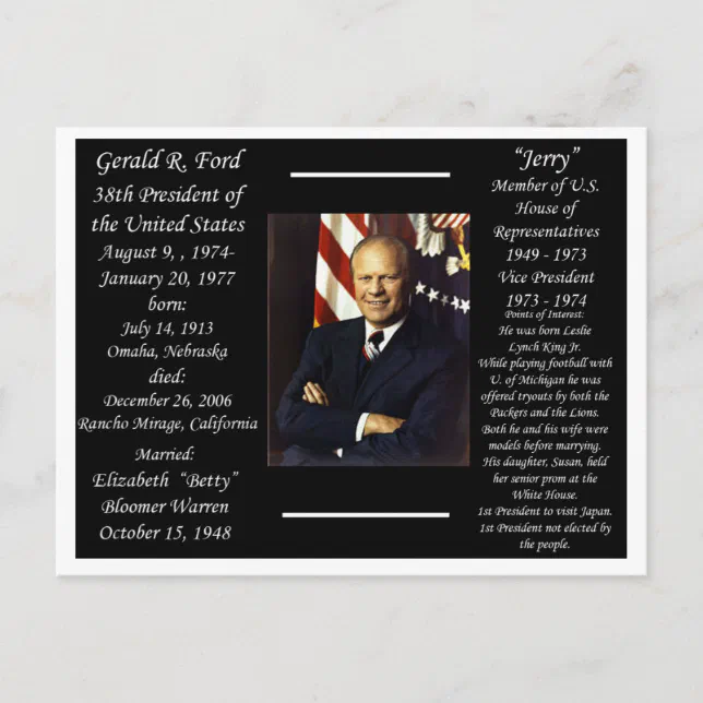 President Gerald Ford Postcard | Zazzle