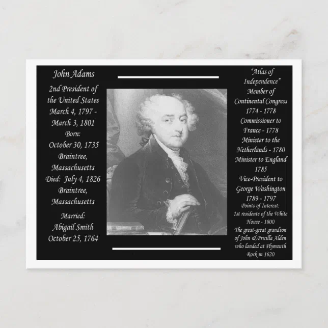 President John Adams Postcard | Zazzle