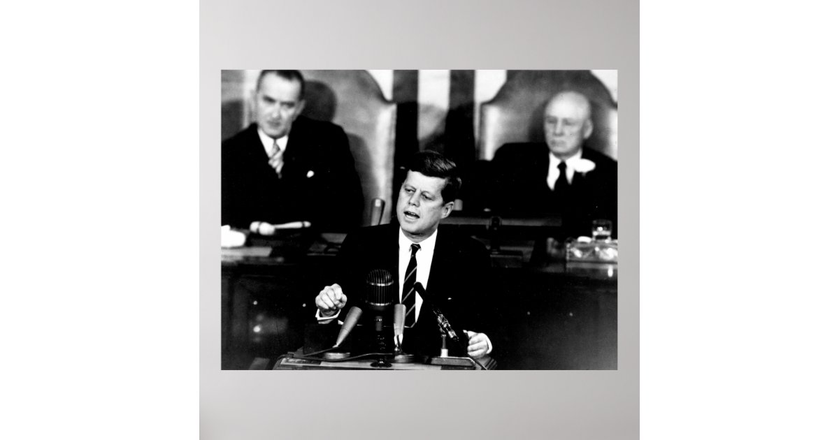 President John F. Kennedy Men to the Moon Speech Poster | Zazzle